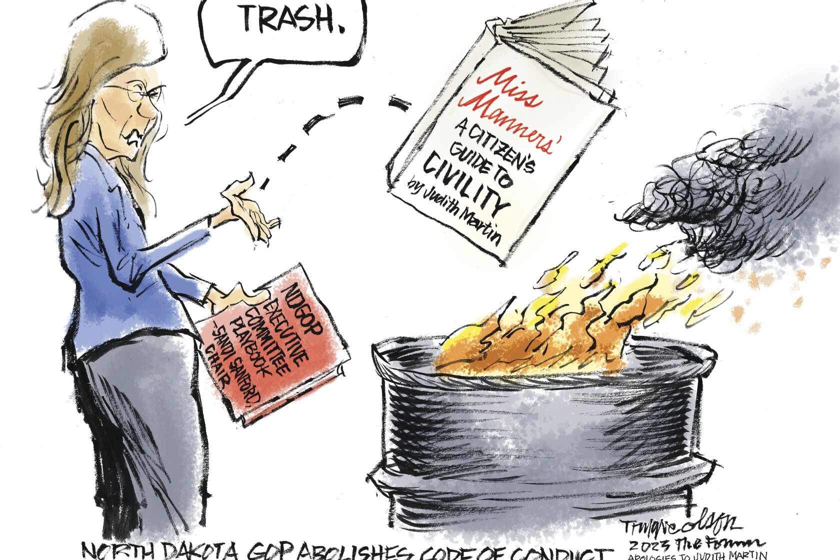 Trygve Olson cartoon: ND GOP trashes its code of conduct - InForum ... Trygve Olson cartoon: ND GOP trashes its code of conduct - InForum ...